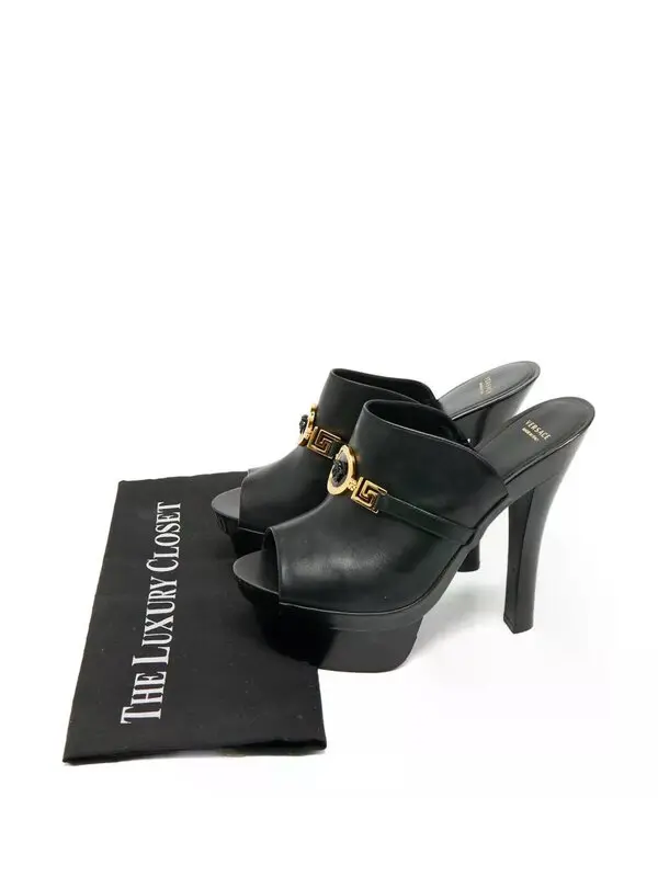 Versace Insignia Leather Slide Sandals