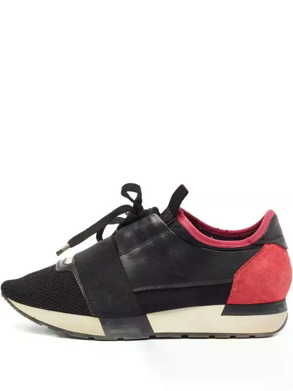 Balenciaga Leather Mesh Sneakers - Black