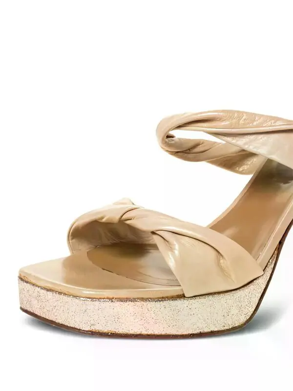 STUART WEITZMAN Leather Sandals With Glitter Detail