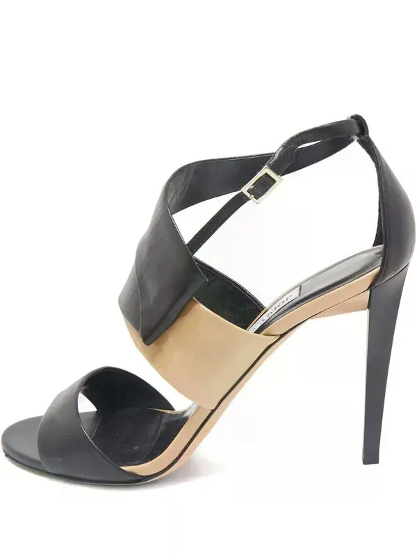 JIMMY CHOO Leather Trapeze Sandals - Black