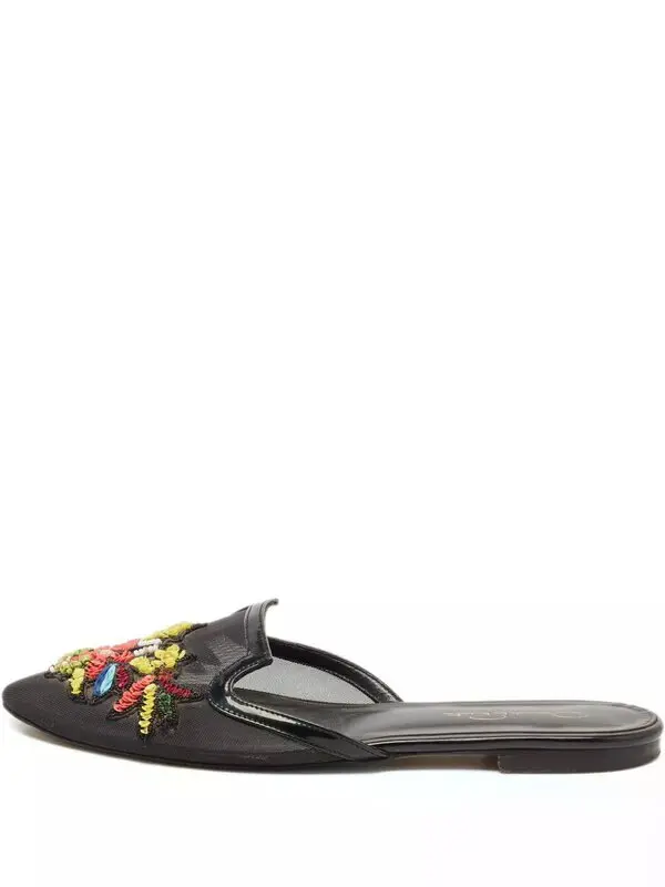 Oscar De La Renta Mesh Embellishment Mules
