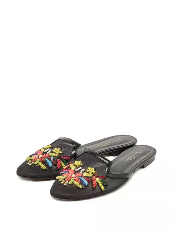 Oscar De La Renta Mesh Embellishment Mules