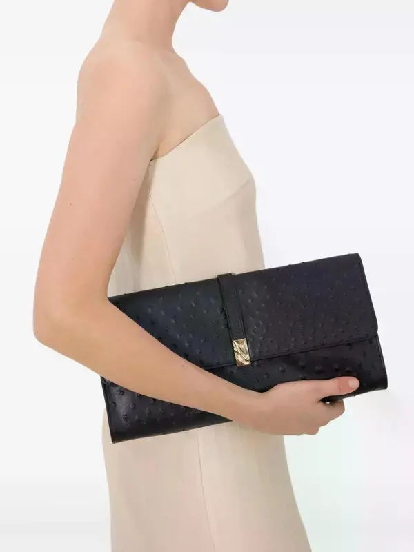 Loulou De Saison Mohini Ostrich-effect Leather Clutch