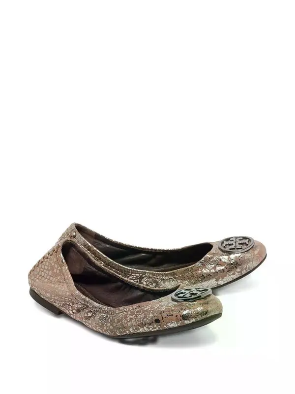 Tory Burch Metallic Snake-effect Ballet Flats