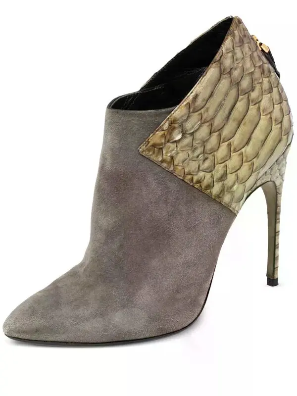 SERGIO ROSSI 115mm Suede Python Bootie