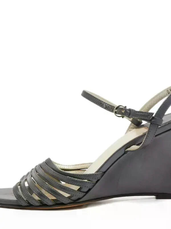 FERRAGAMO 90mm Leather Wedge Sandals