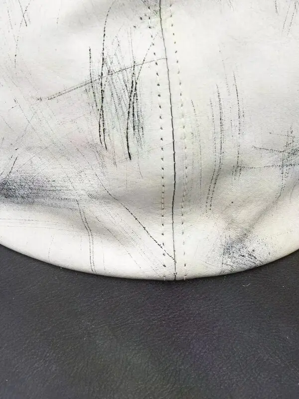 Marc Jacobs Leather Baseball Cap With Scratch Pattern And Trim