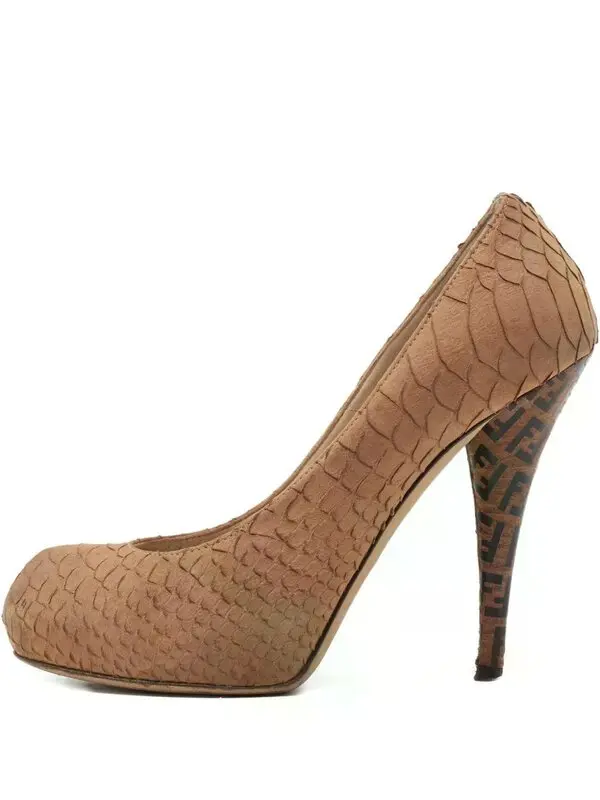Fendi Python Embossed Leather Pumps