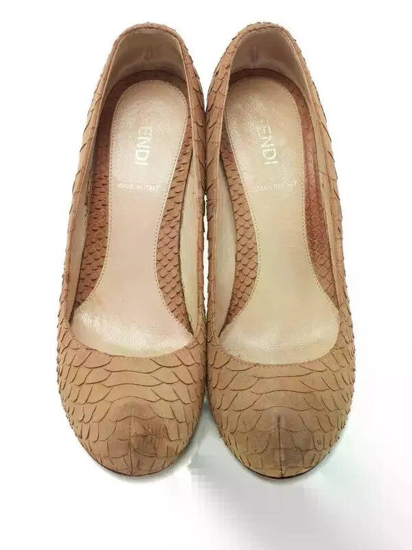Fendi Python Embossed Leather Pumps