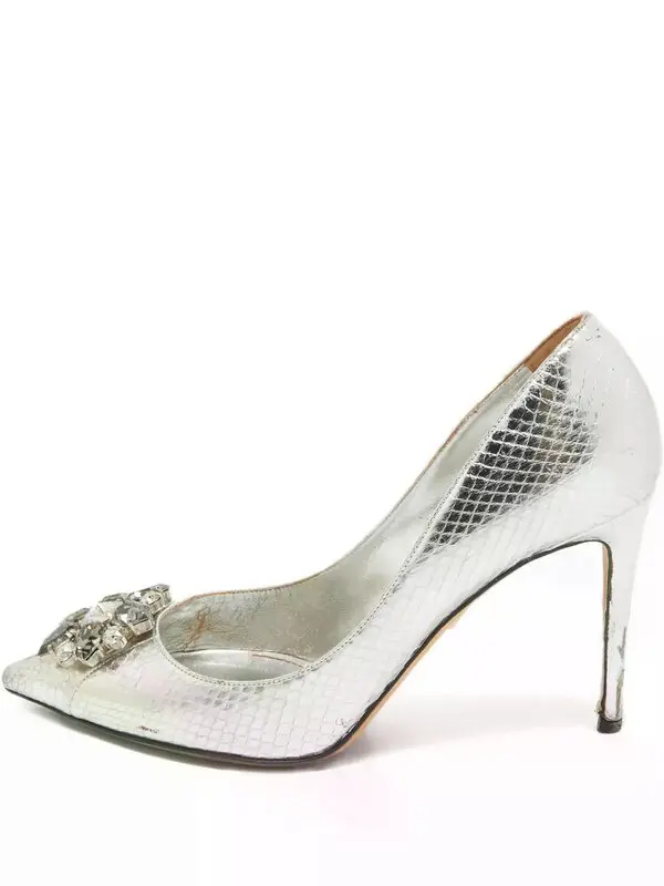 Dolce & Gabbana Snakeskin Embossed Bellucci Pumps - White