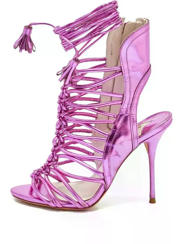 SOPHIA WEBSTER Leather Strappy Heeled Sandals - Purple