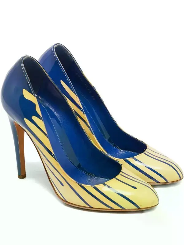 SERGIO ROSSI 105mm Striped Leather Pumps