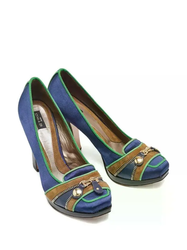 Etro 110mm Satin Zipper Pumps