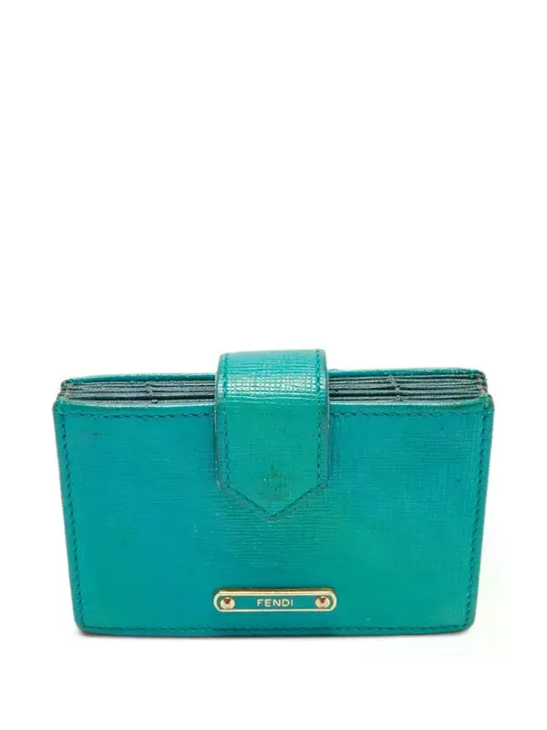 Fendi Textured Leather Card Holder - Green