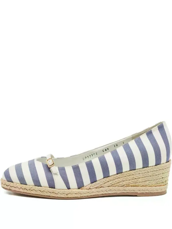 FERRAGAMO Audrey Striped Wedge Espadrilles