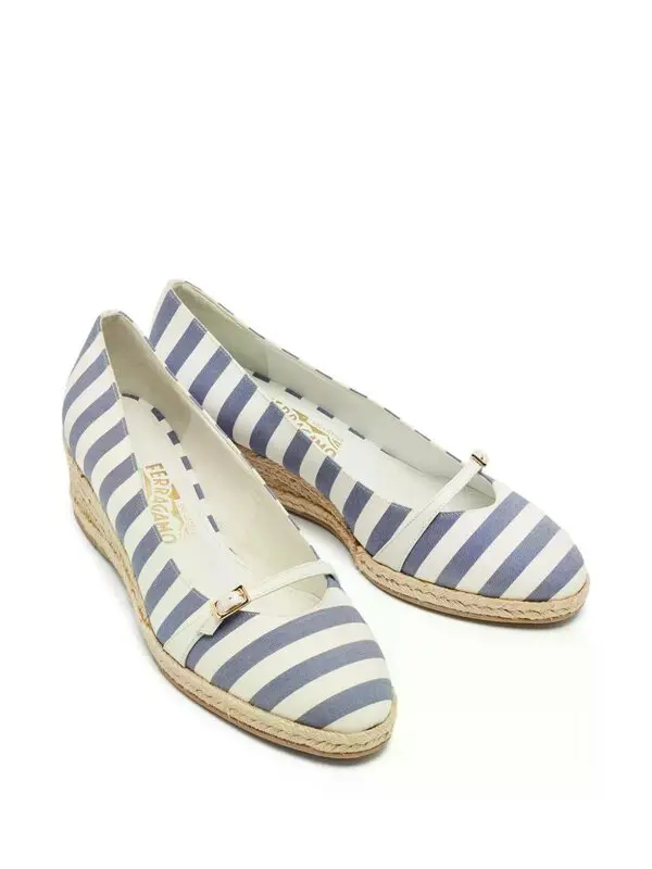 FERRAGAMO Audrey Striped Wedge Espadrilles