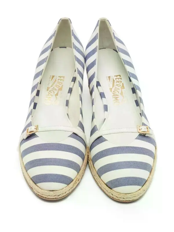 FERRAGAMO Audrey Striped Wedge Espadrilles
