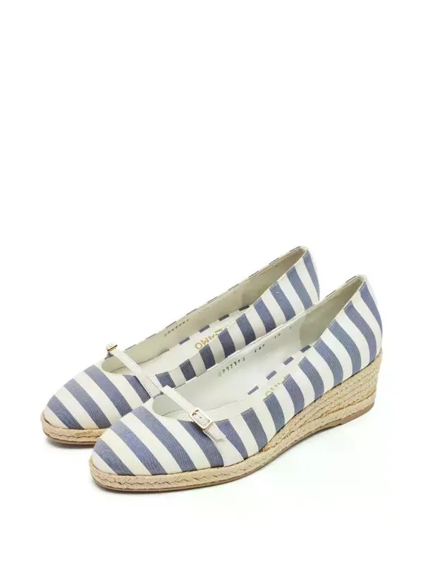 FERRAGAMO Audrey Striped Wedge Espadrilles