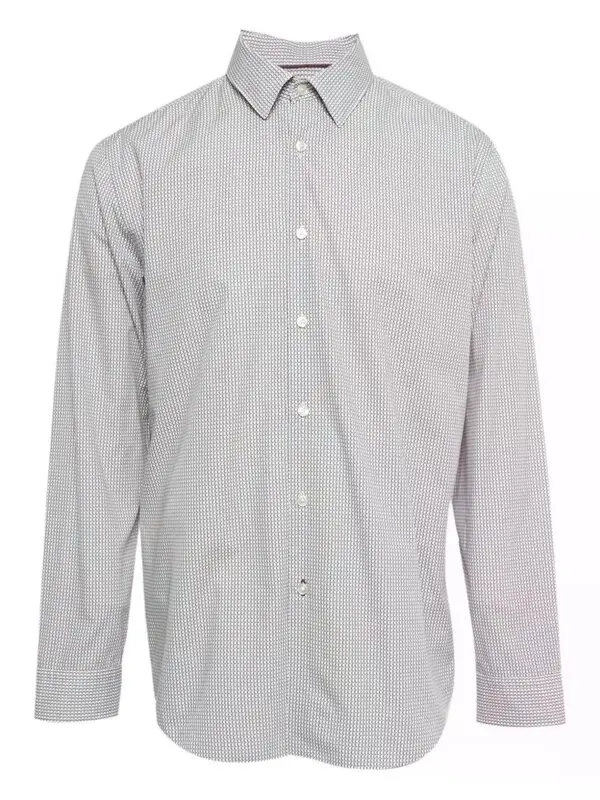 BOSS Micro-print Cotton Shirt - White
