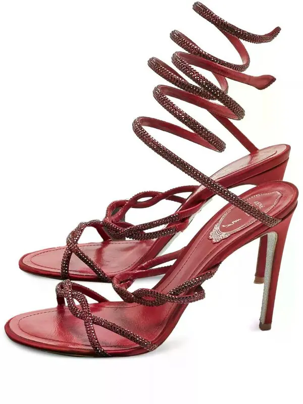 Rene Caovilla Cleo Spiral Strap Sandals - Red