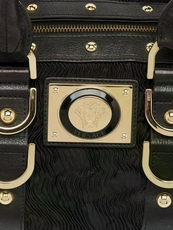 Versace Plisse Leather Satchel