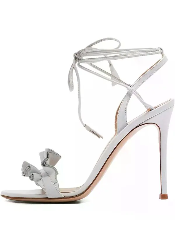 GIANVITO ROSSI 105mm Ruffled-strap Sandals - Grey