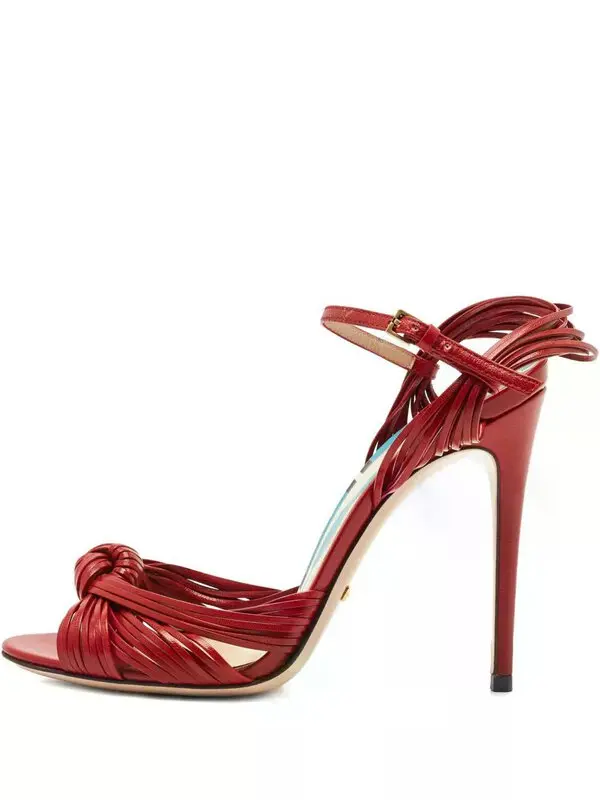 Gucci Allie Knotted Leather Sandals - Red