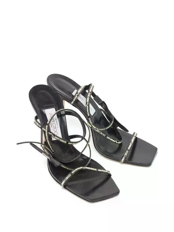 JIMMY CHOO 100mm Logo-print Leather Sandals