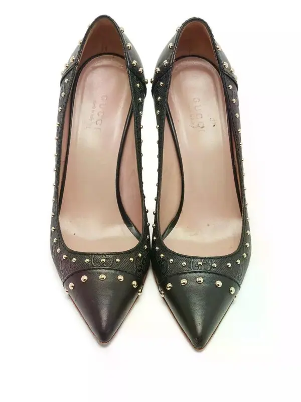 Gucci Gg Studded Leather Pointed Pumps