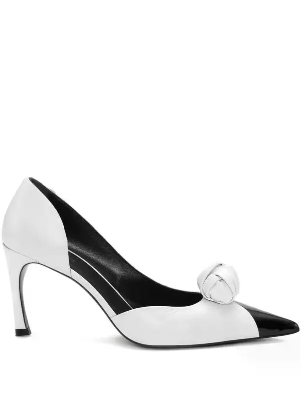 ROTATE BY BIRGER CHRISTENSEN Knot-appliqué Leather Pumps - White
