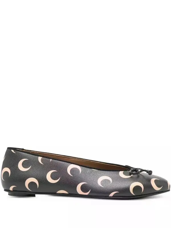 MARINE SERRE Crescent Moon Print Ballet Flats - Black