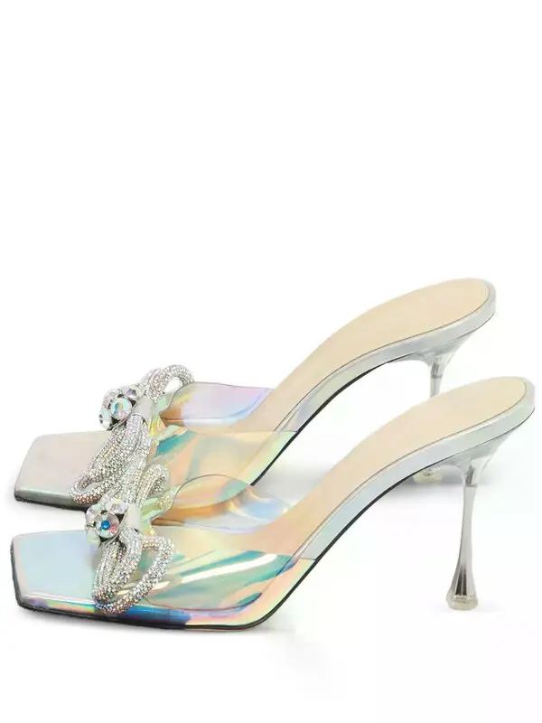 Mach & Mach Double-bow Embellished Heeled Sandals - White