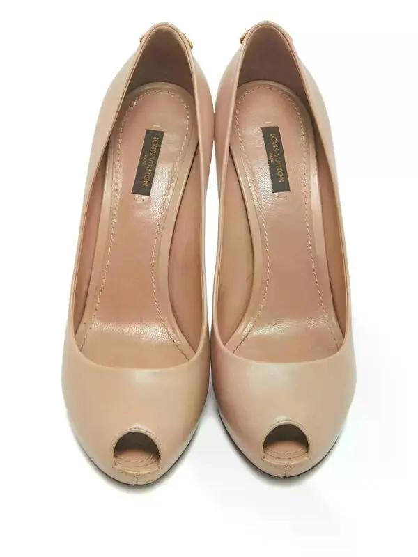 LOUIS VUITTON Leather Peep-toe Heeled Pumps