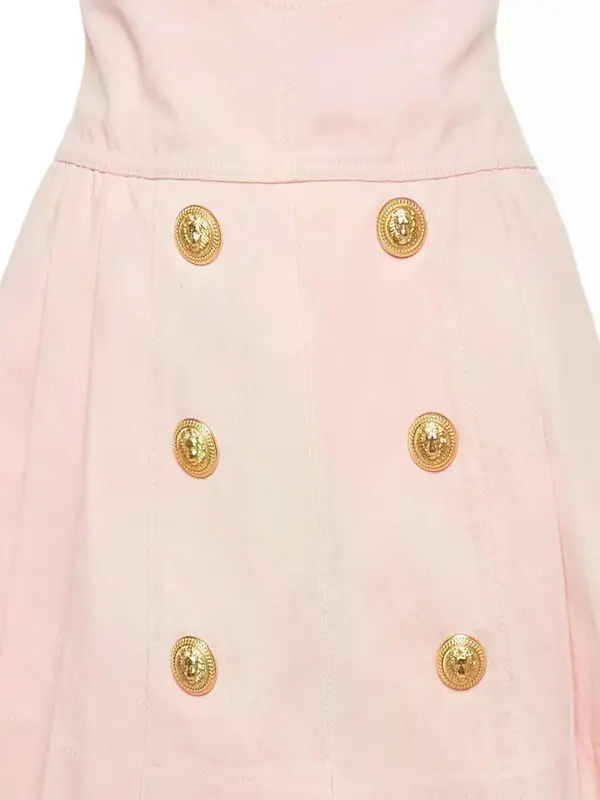 Balmain Pleated Button-appliqué Skirt