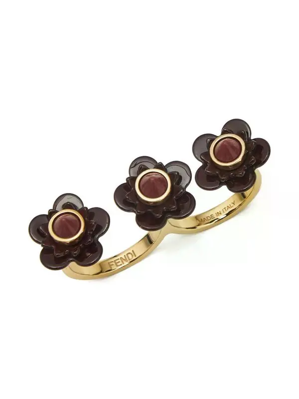 Fendi Flower Two-finger Ring - Gold