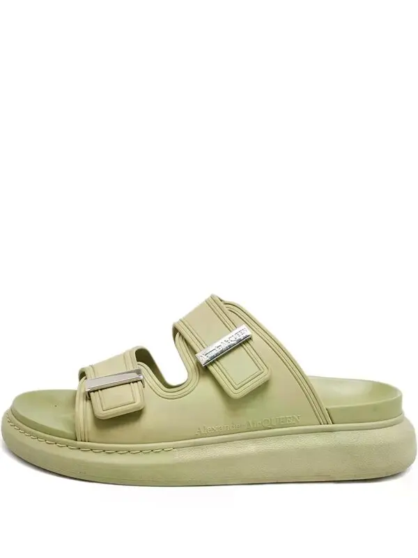 Alexander McQueen Rubber Buckle Slides - Green