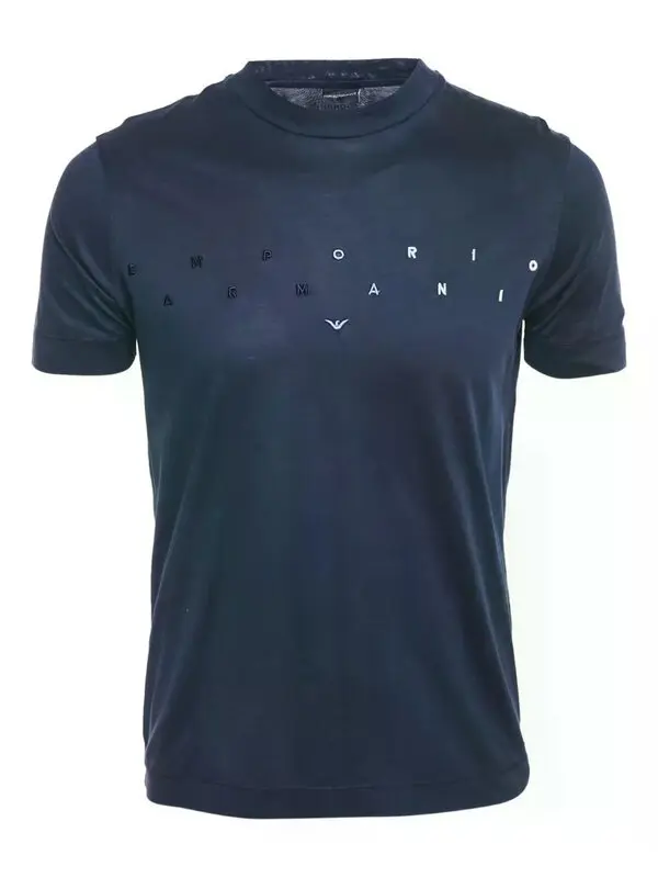 Emporio Armani Embroidered Crew-neck T-shirt - Blue