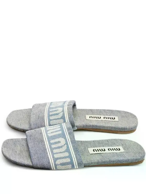 Miu Miu Denim Logo Sandals - Blue