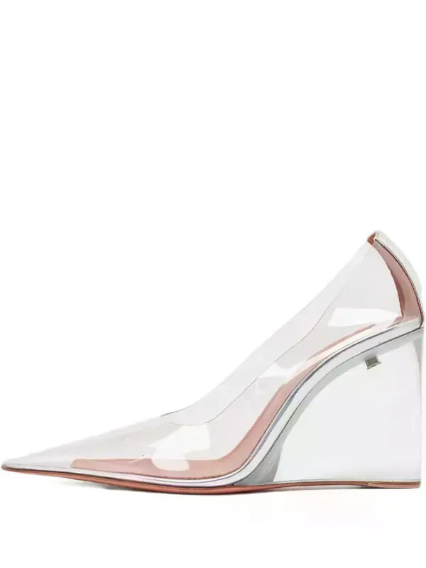 Amina Muaddi 95mm Wedge Pumps - White