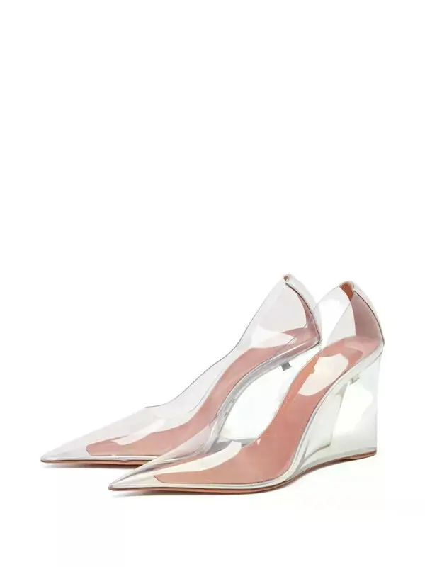 Amina Muaddi 95mm Wedge Pumps - White