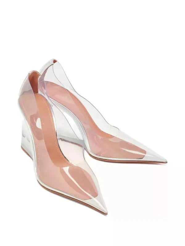 Amina Muaddi 95mm Wedge Pumps - White