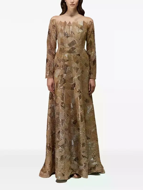 THA SEEN Sequin-embellished Maxi Dress