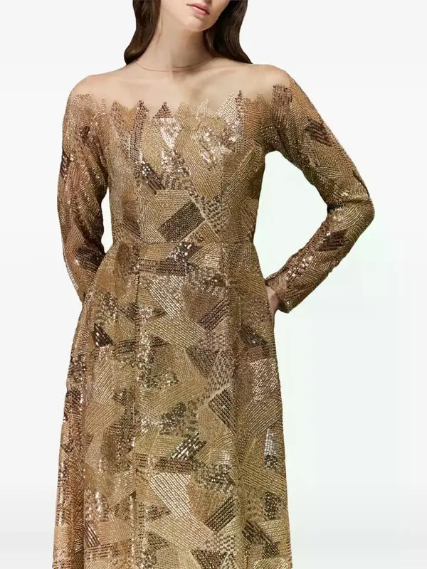 THA SEEN Sequin-embellished Maxi Dress