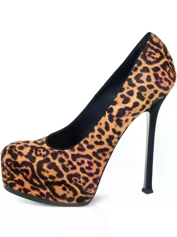 Saint Laurent Tribtoo Leopard Platform Pumps - Brown