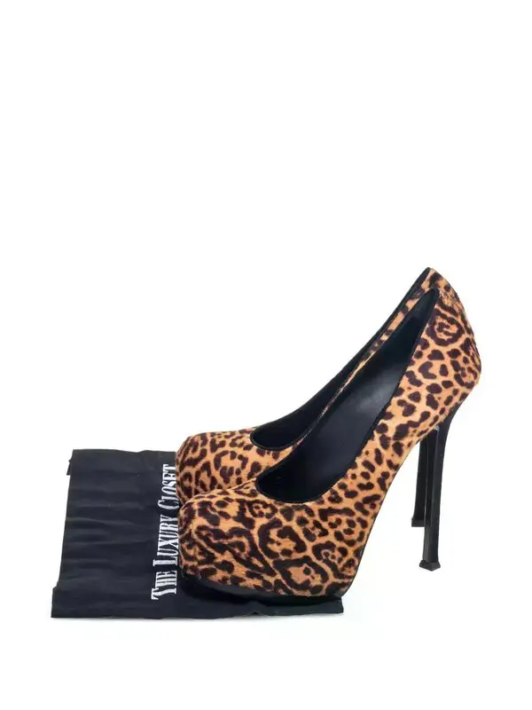 Saint Laurent Tribtoo Leopard Platform Pumps - Brown