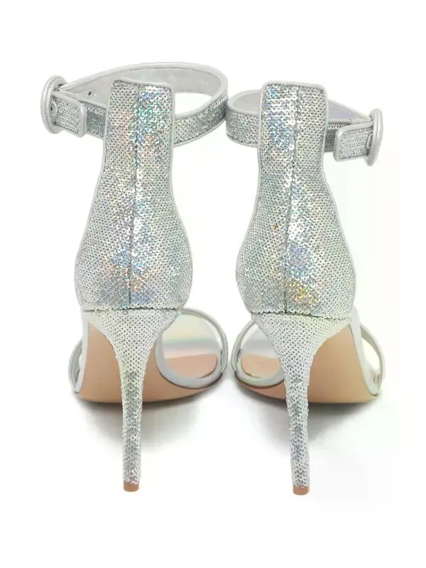 GIANVITO ROSSI Portofino Sequined Ankle-strap Stiletto Sandals - Silver