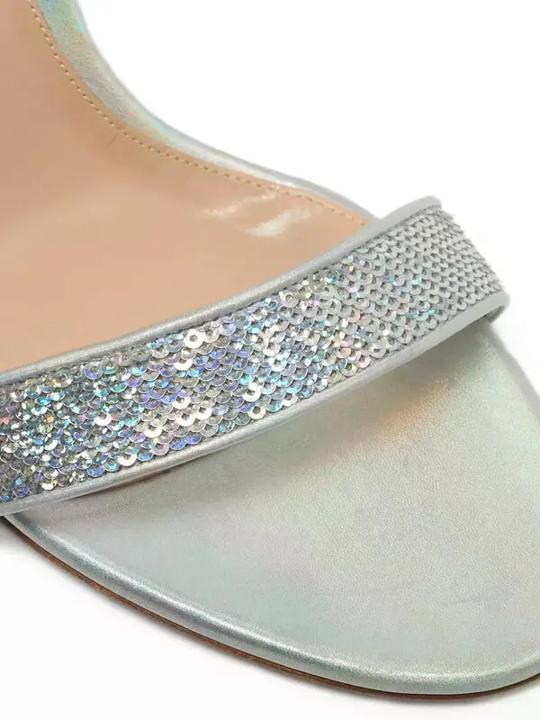 GIANVITO ROSSI Portofino Sequined Ankle-strap Stiletto Sandals - Silver