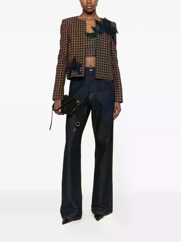 Oscar De La Renta Orchid Embroidered Tweed Jacket