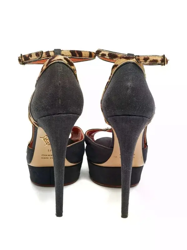 CHARLOTTE OLYMPIA Leopard Print Calf Hair Platform Pumps With Ankle Strap