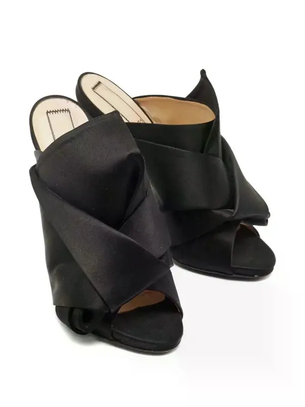 N°21 Peep-toe Mules - Black